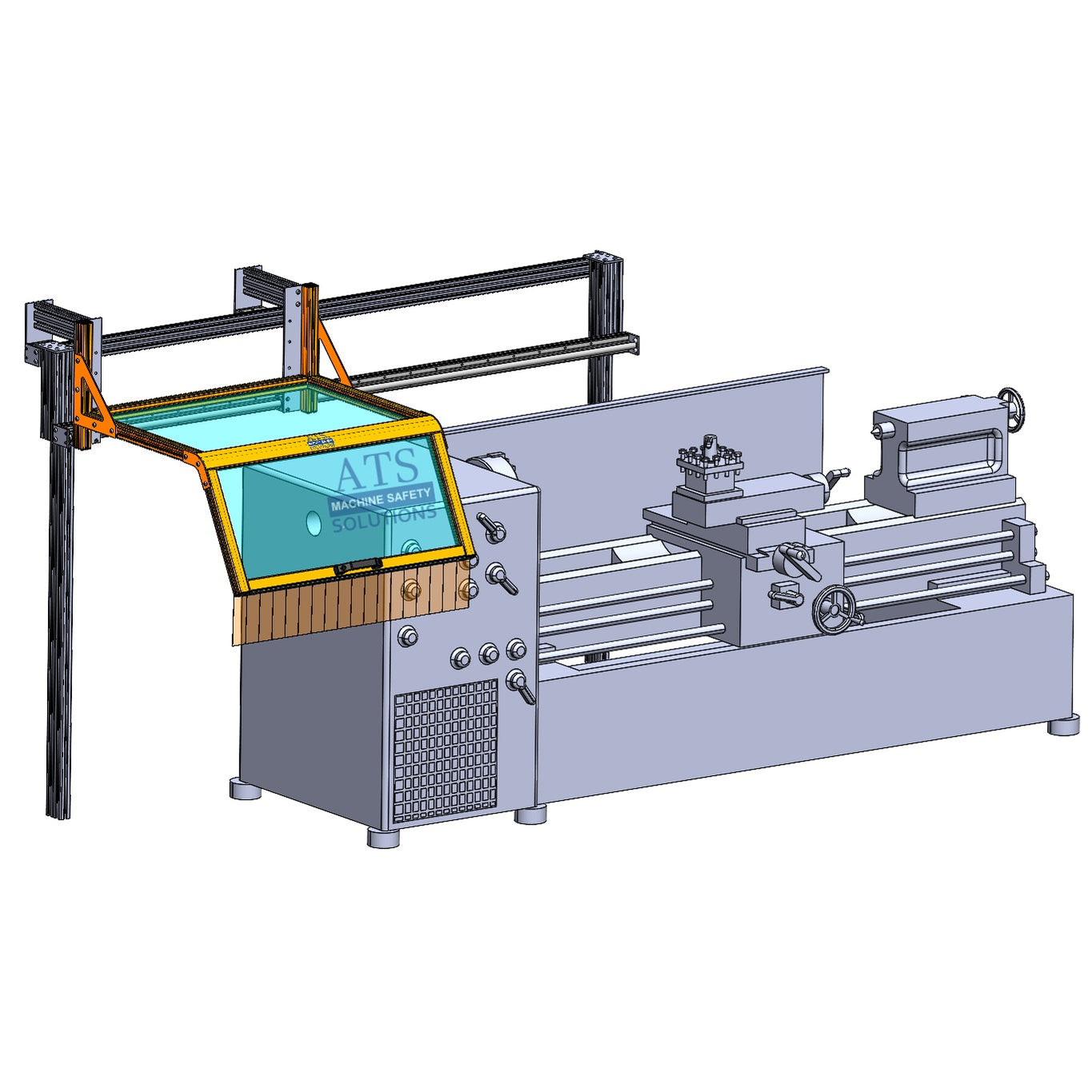 Floor-Mount Lathe Chip Guard - Hinged