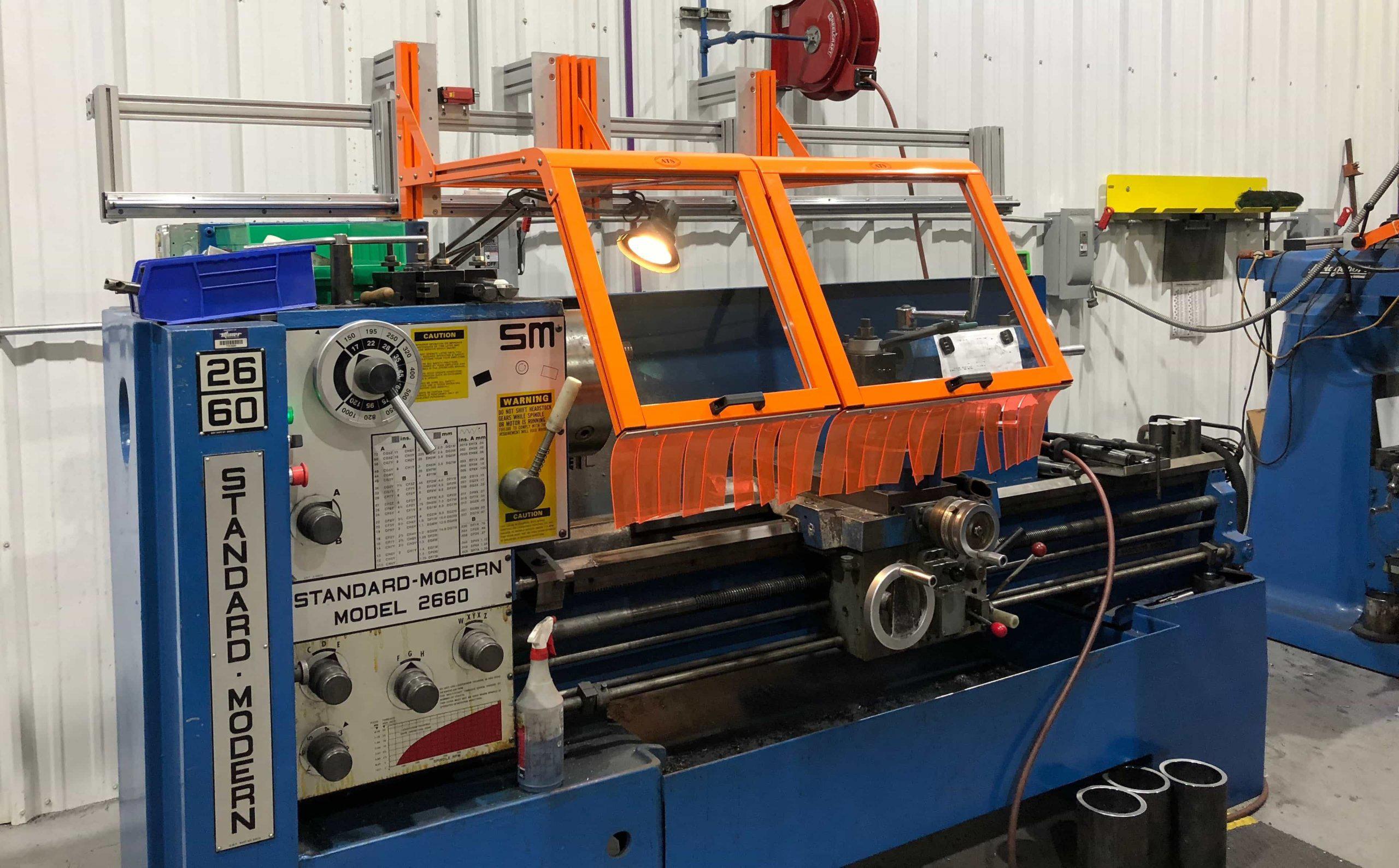 Floor-Mount Lathe Chip Guard - Hinged