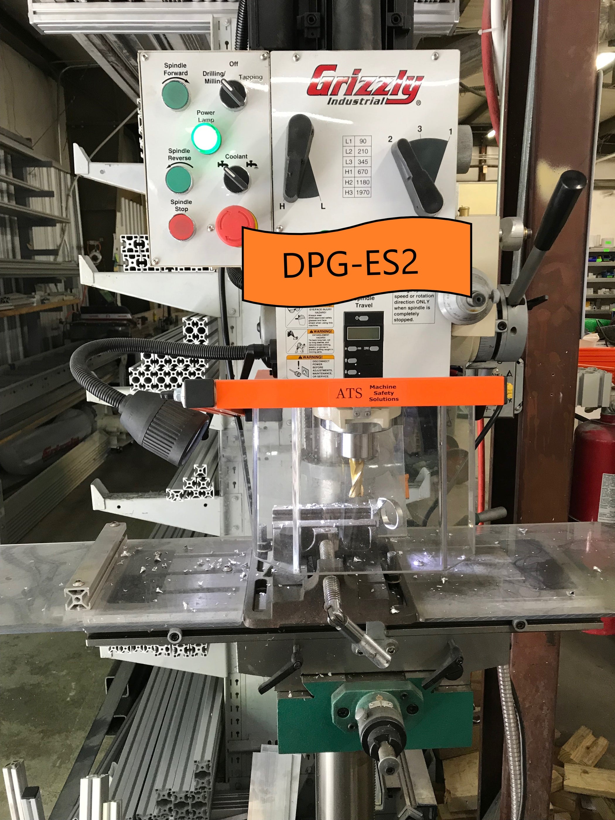 DPG-ES1 Drill Press Safety Guard - OSHA Compliant — ATS Machine Safety ...