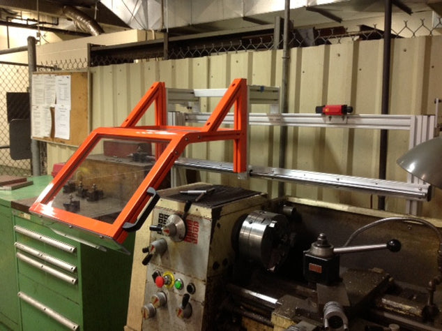 Floor-Mount Lathe Chip Guard - Hinged — ATS Machine Safety Solutions