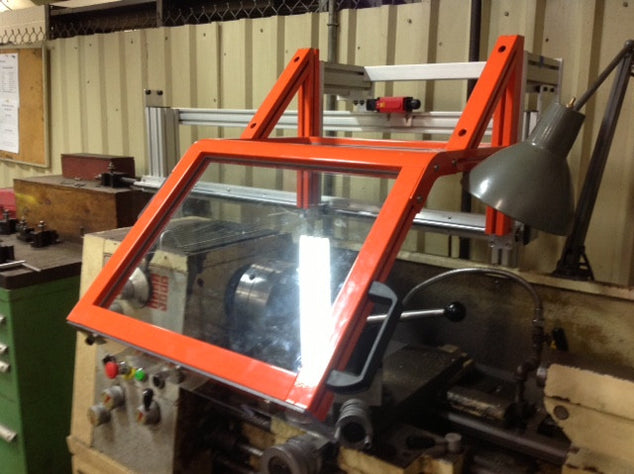 Floor-Mount Lathe Chip Guard - Hinged