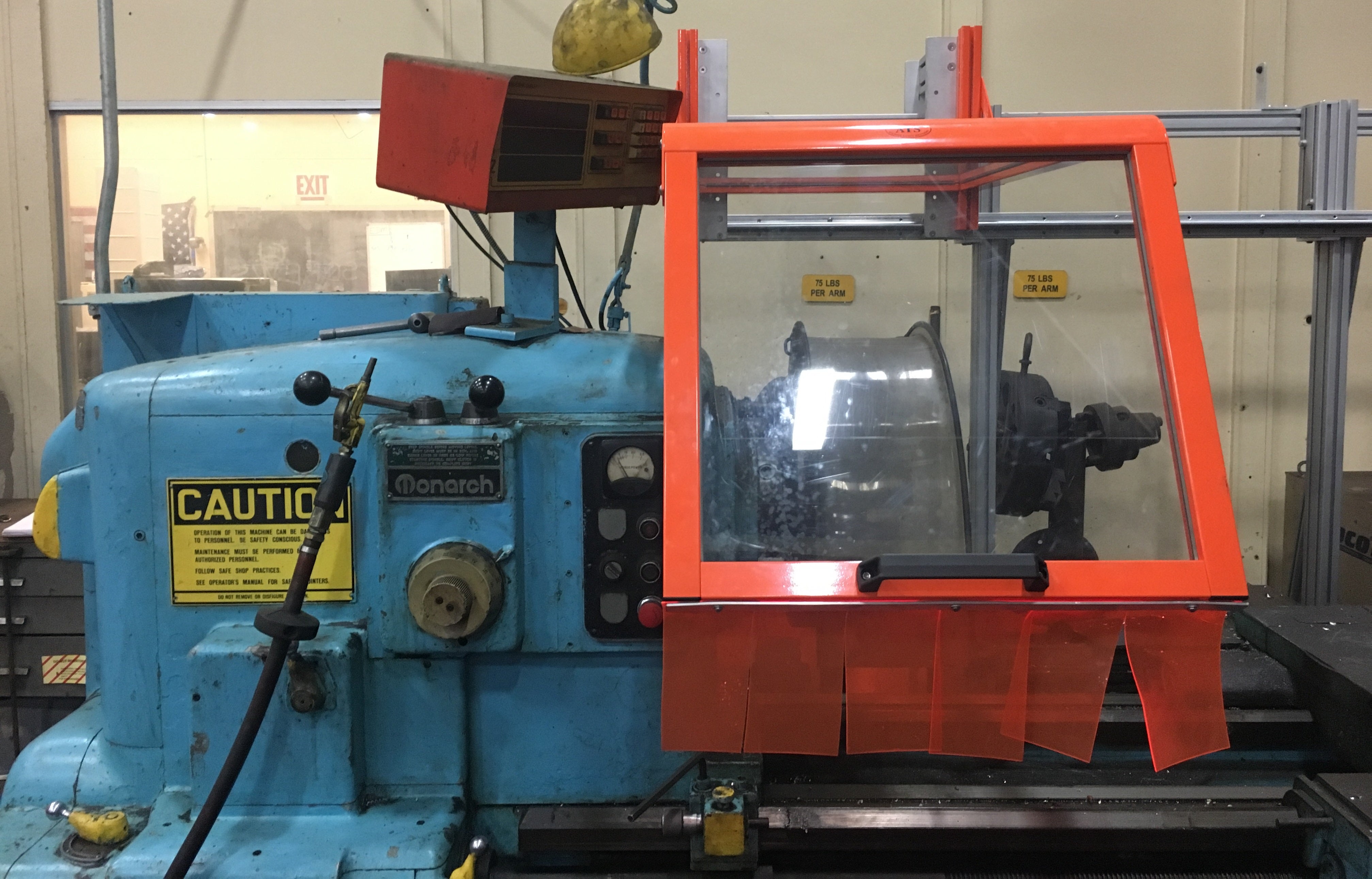 Floor-Mount Lathe Chip Guard - Hinged — ATS Machine Safety Solutions