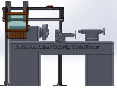 Floor-Mount Lathe Chip Guard - Hinged — ATS Machine Safety Solutions