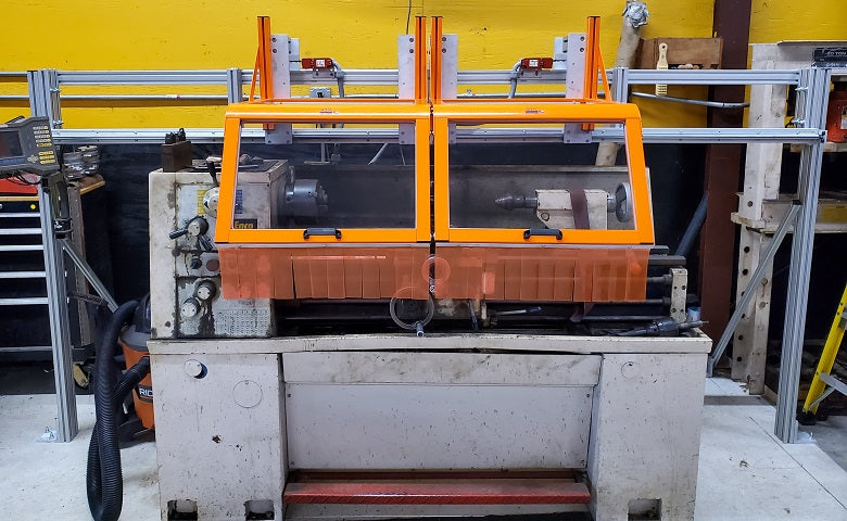 Floor-Mount Lathe Chip Guard - Hinged — ATS Machine Safety Solutions